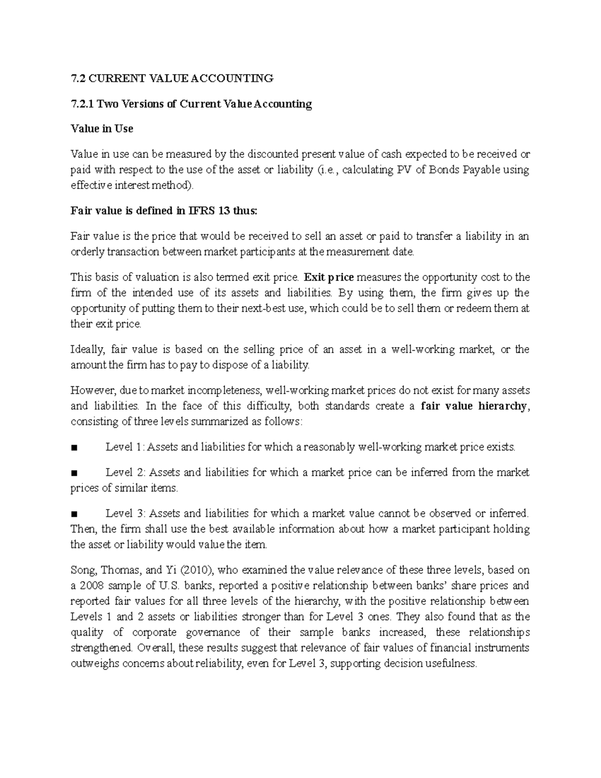 Chapter 7 Measurement Applications - 7 CURRENT VALUE ACCOUNTING 7.2 Two ...