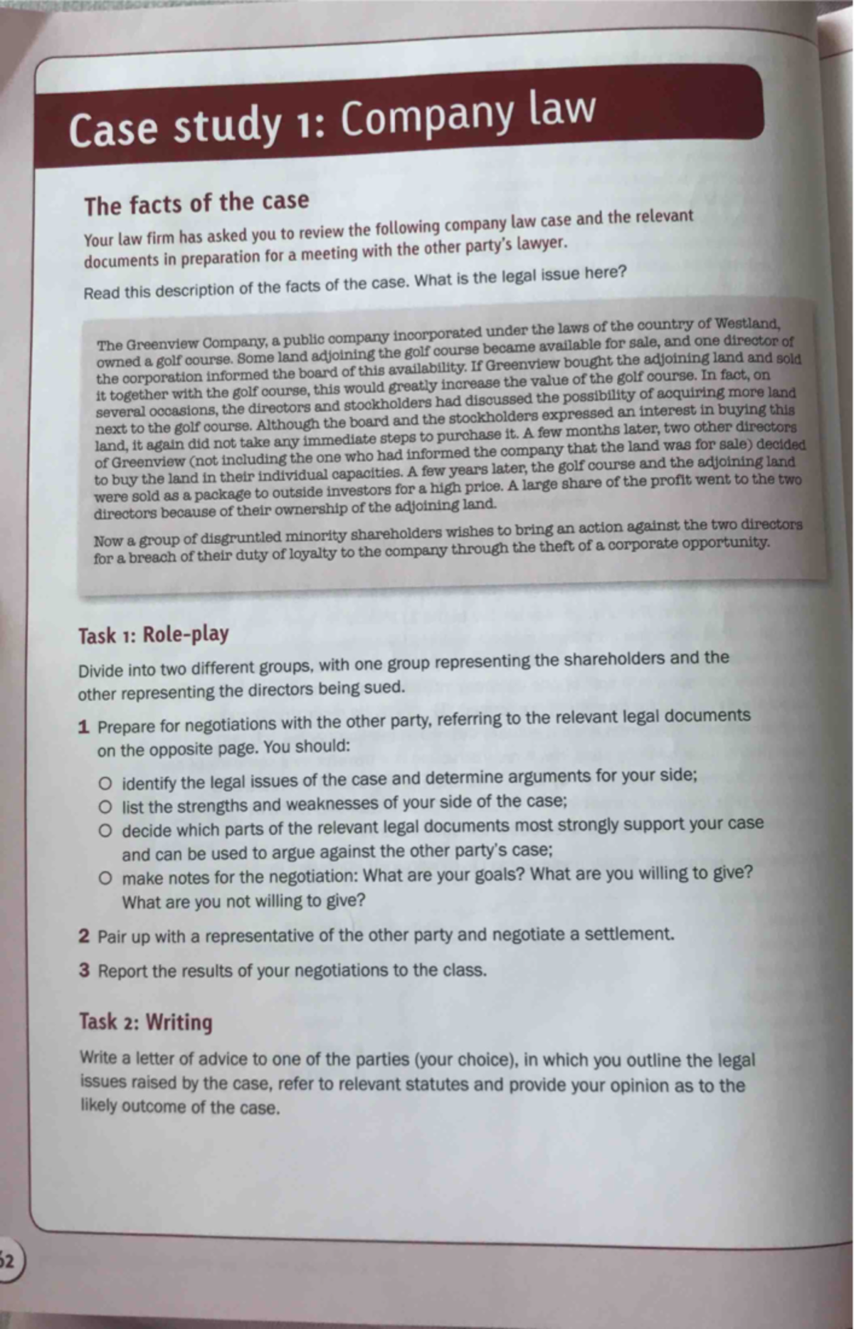 Case study 1: Company law - Legal English / Business English 1 - Studocu