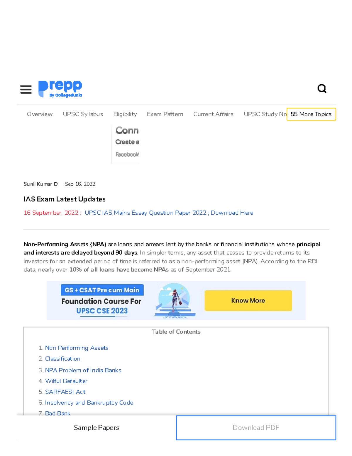 Non Performing Assets (NPA) - Indian Economy Notes - Home > IAS Exam ...