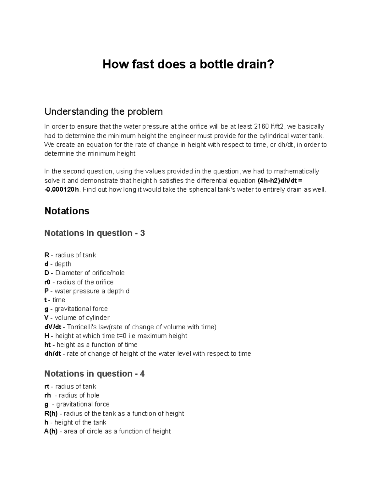 How fast does a bottle Drain - How fast does a bottle drain ...
