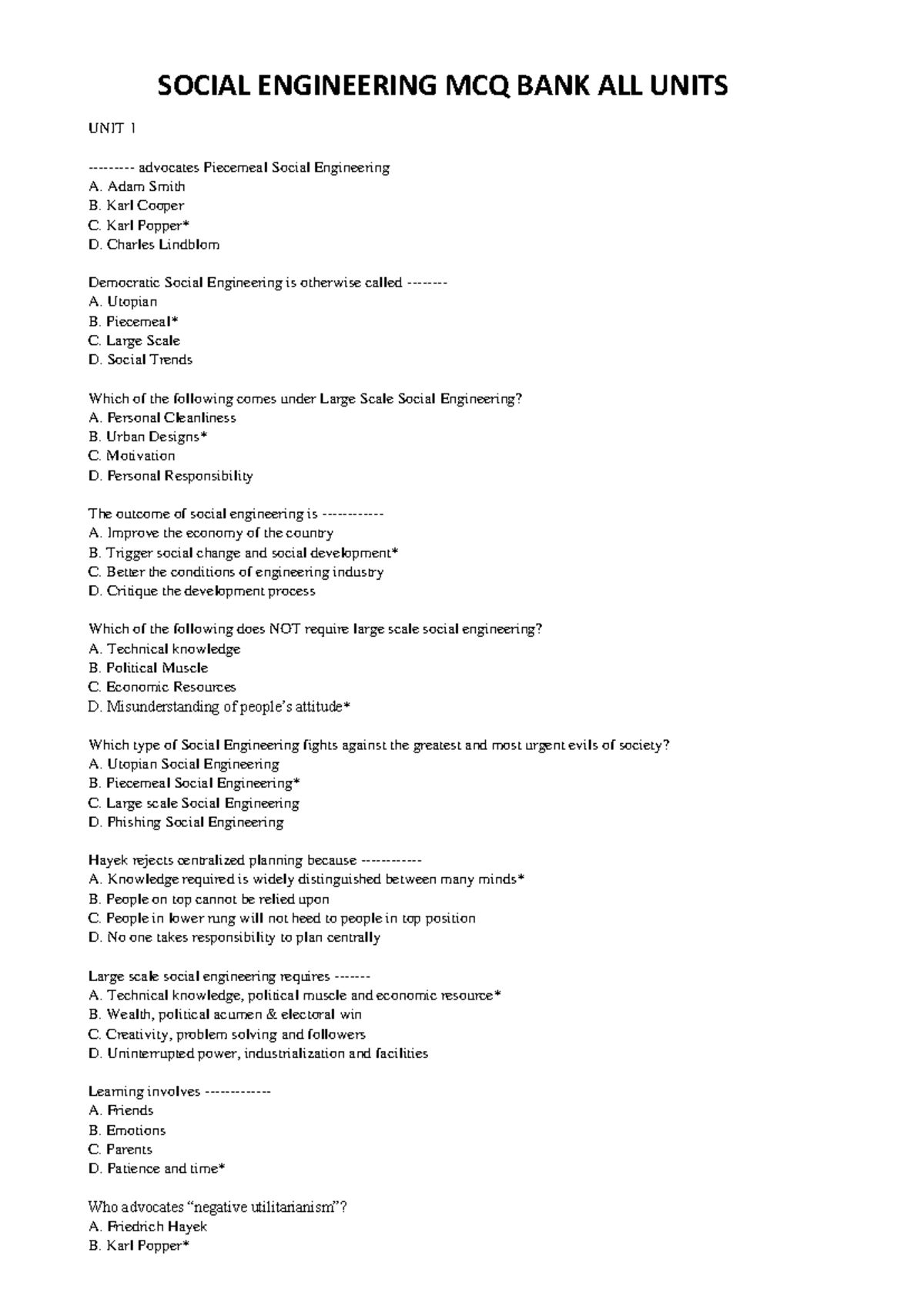 Social engineering mcq all units - SOCIAL ENGINEERING MCQ BANK ALL ...
