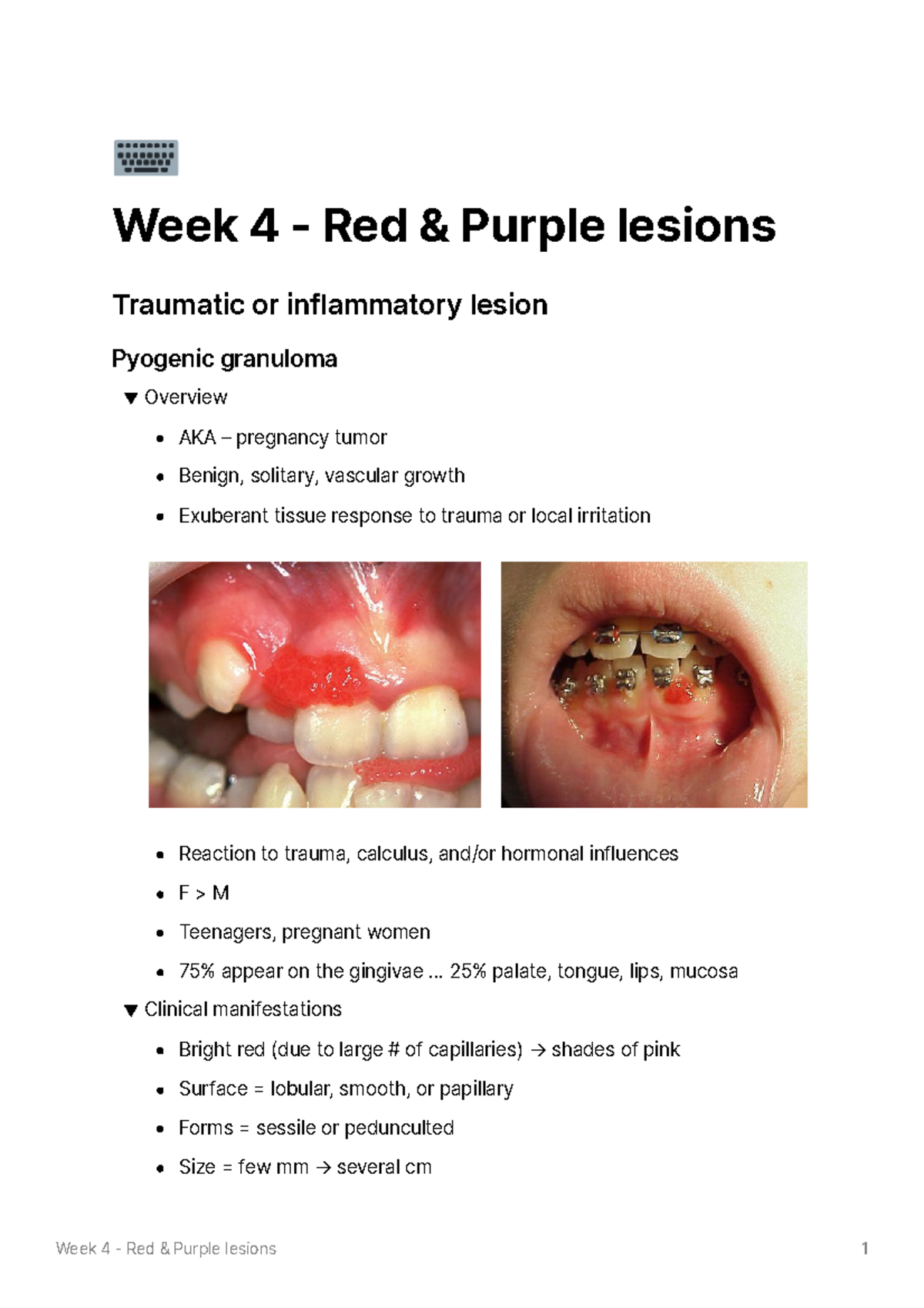 Week 4 - Red Purple lesions - ⌨ Week 4 - Red & Purple lesions Traumatic ...