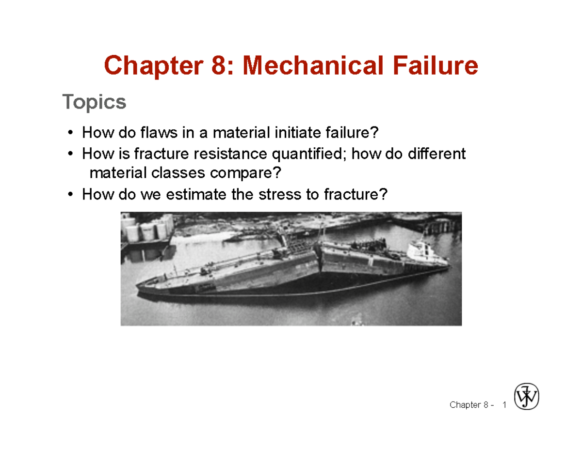 Cahpter 8 - BHHH - Topics • How do flaws in a material initiate failure ...