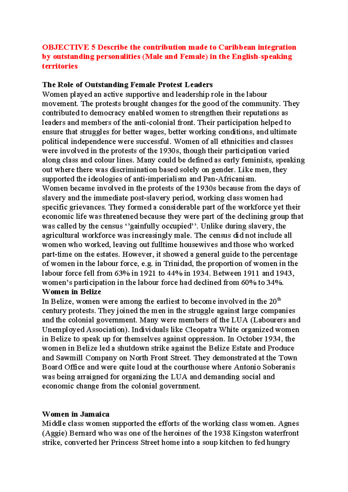 Theme 8 Objective 5 and 6 - OBJECTIVE 5 Describe the contribution made to Caribbean integration ...