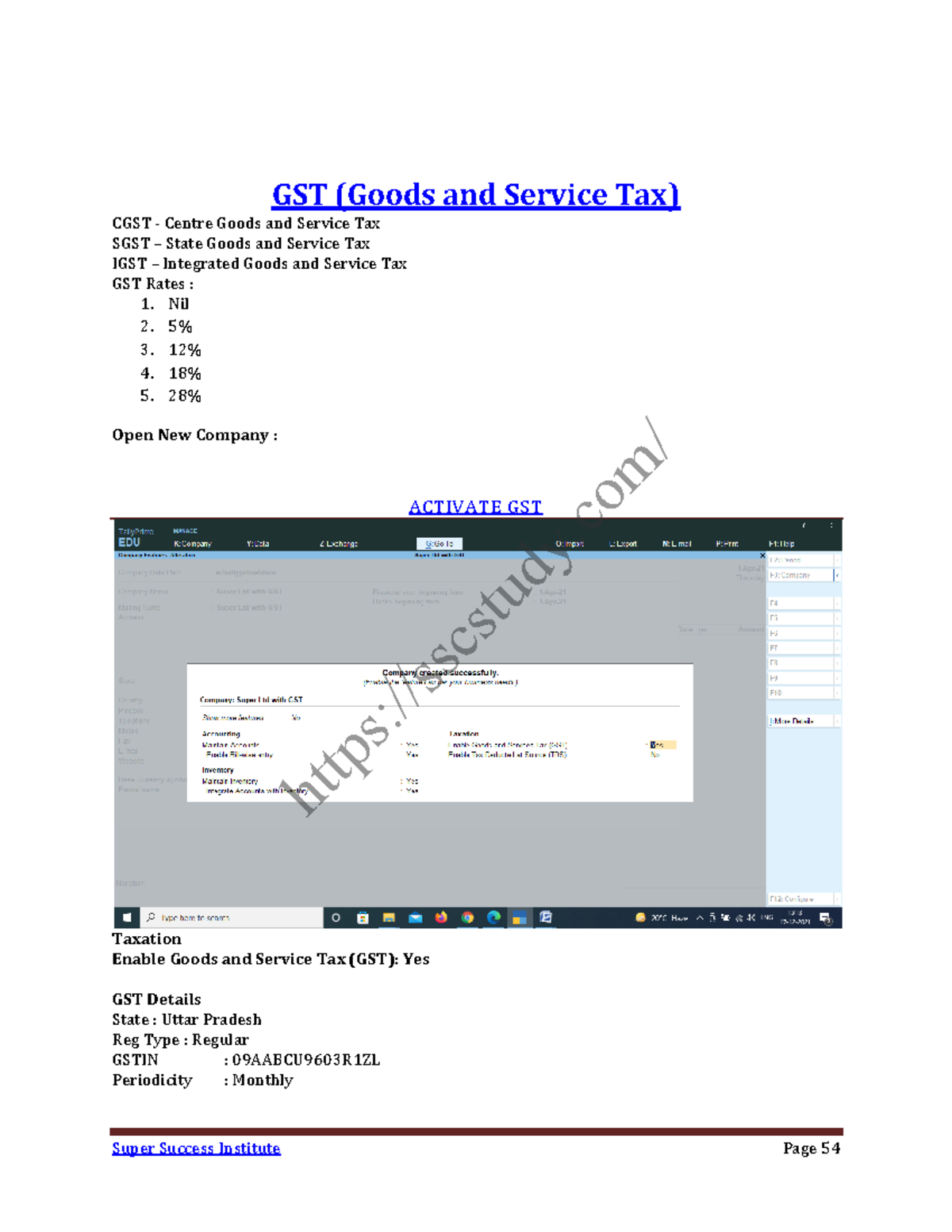 9. GST - Tally Prime - GST (Goods and Service Tax) CGST - Centre Goods ...