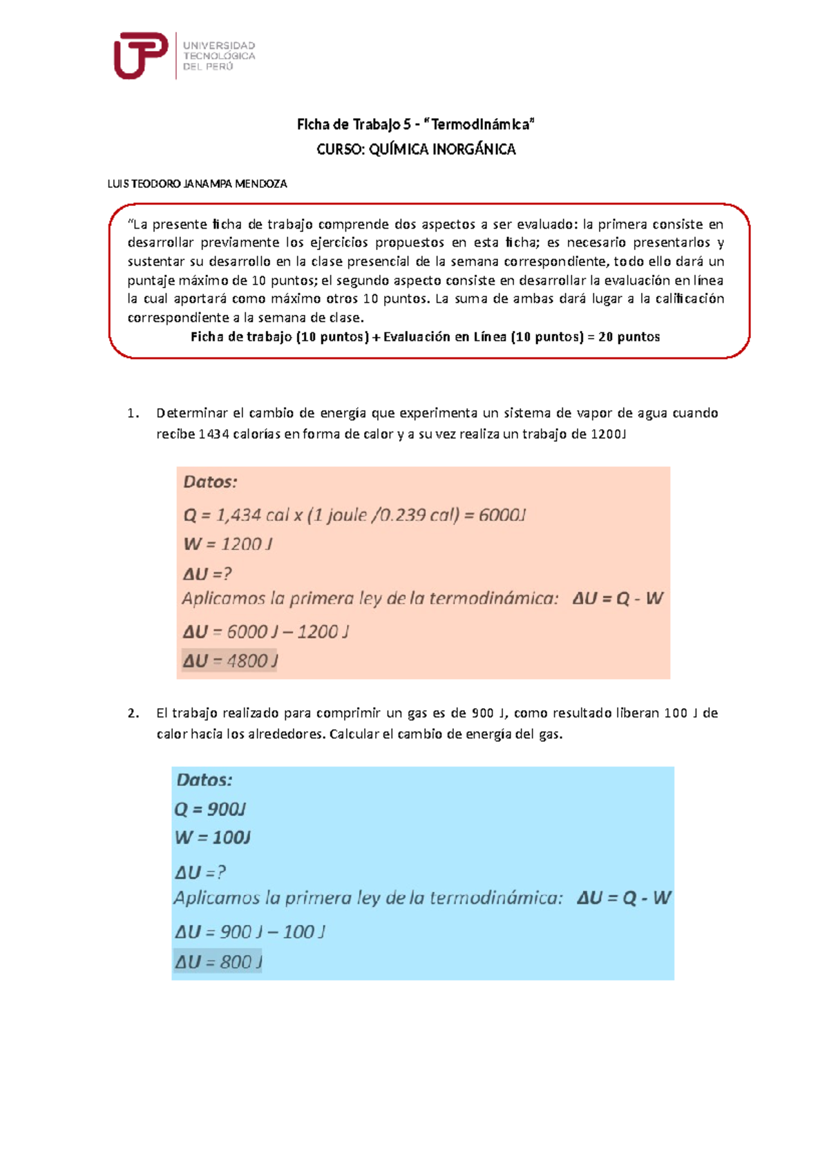 U4 S5.Ficha de Trabajo 5 - Termodinamica - Ficha de Trabajo 5 ...