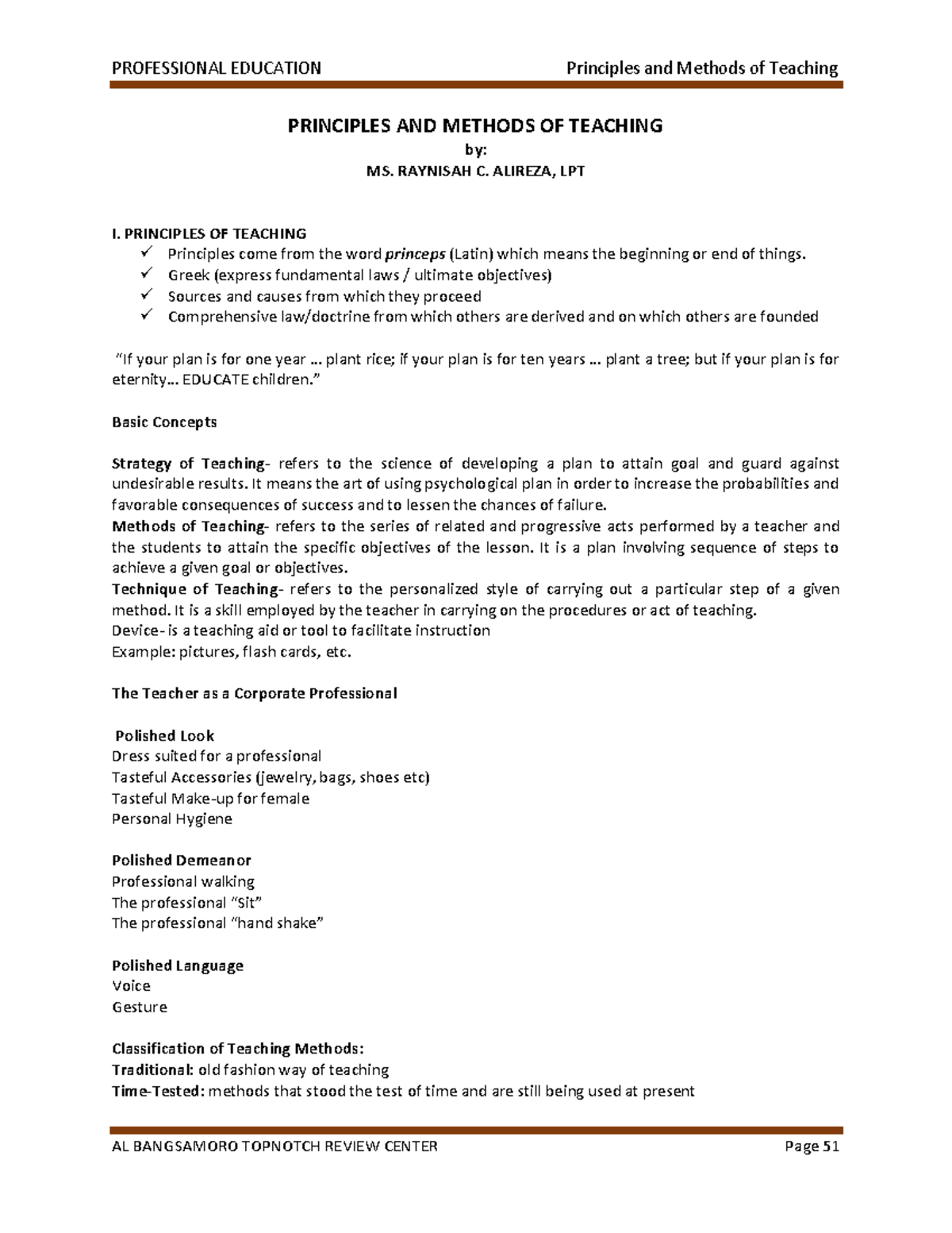 4. Prin&Methodes L&Q - Lecture notes - PRINCIPLES AND METHODS OF ...