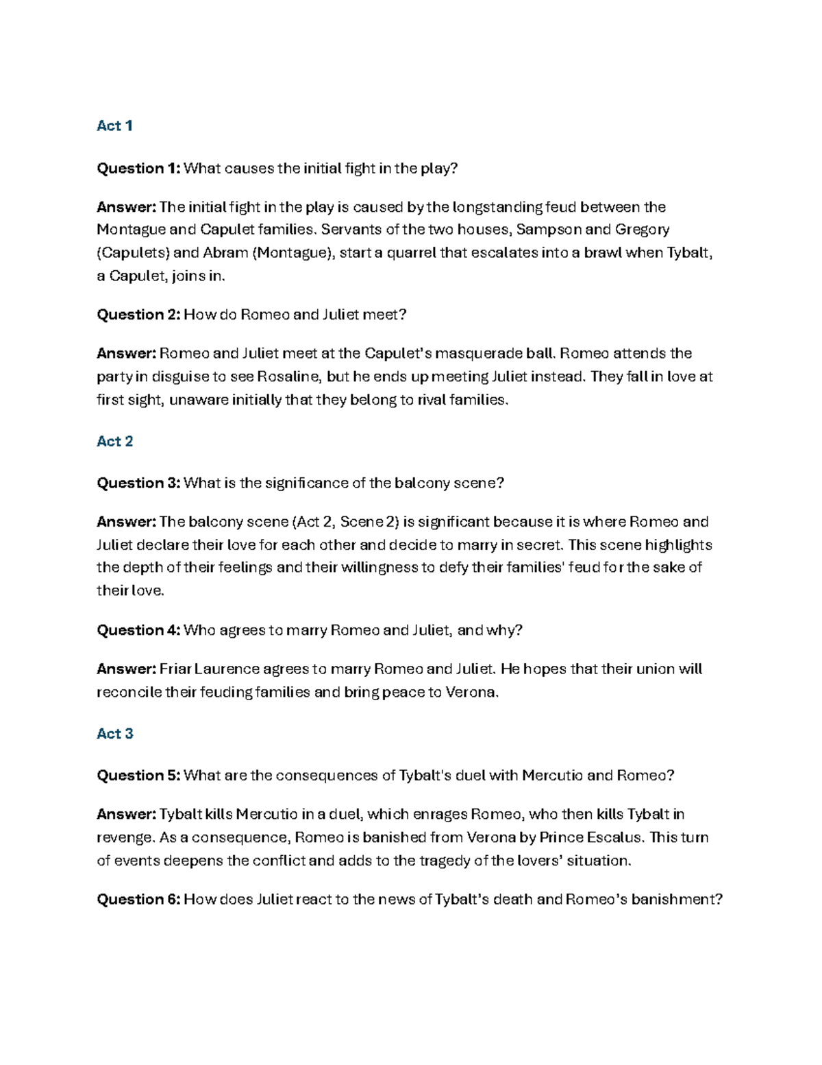 Romeo and Juliet Questions and Answers - Act 1 Question 1: What causes ...