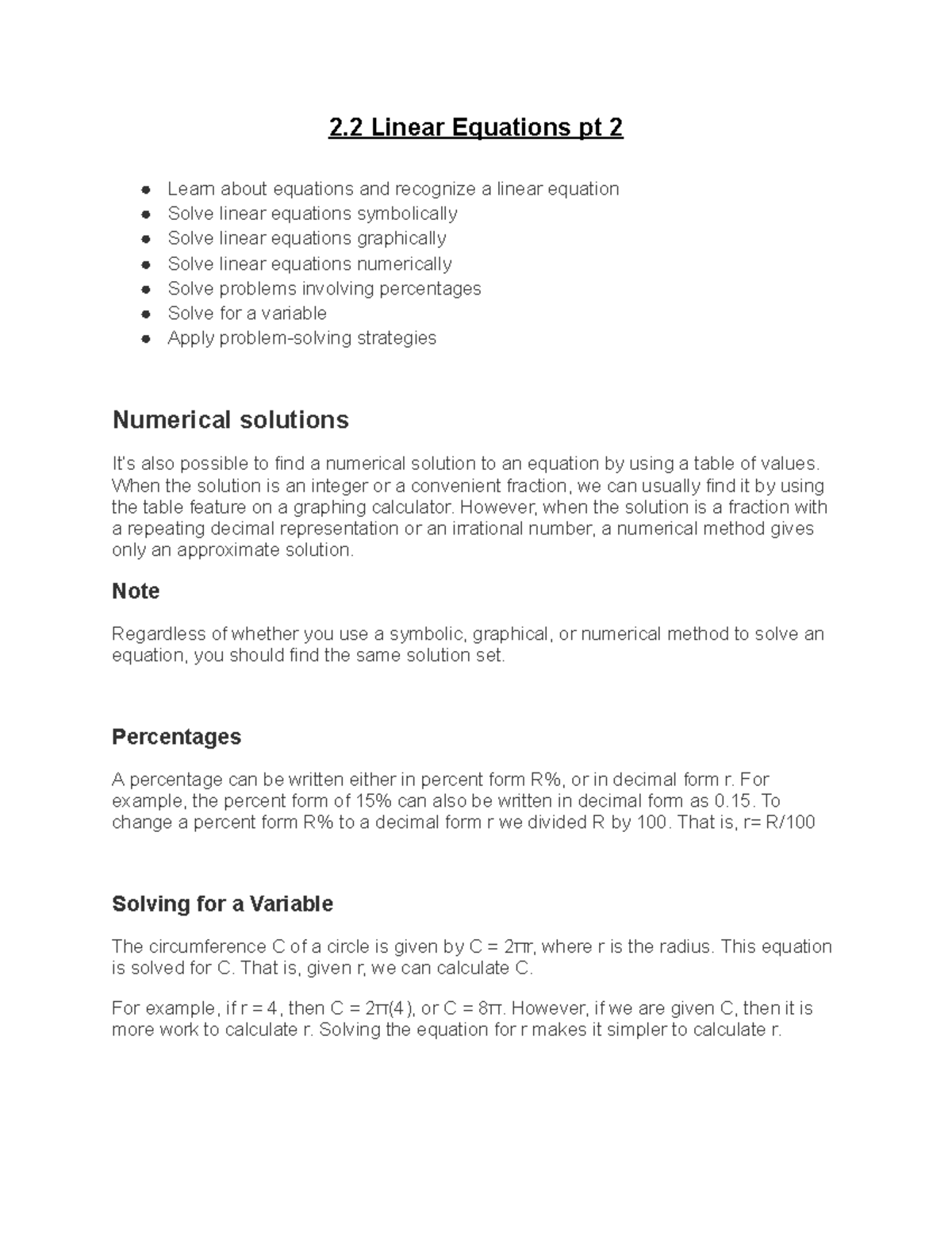 Math 2.2 pt 2 Linear Equations - 2 Linear Equations pt 2 Learn about ...