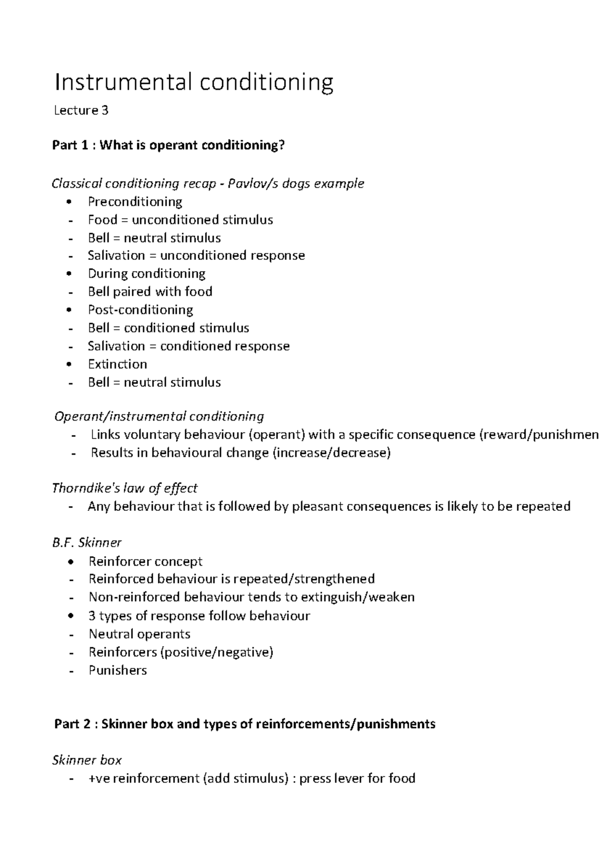 Instrumental conditioning - Lecture 3 Part 1 : What is operant ...