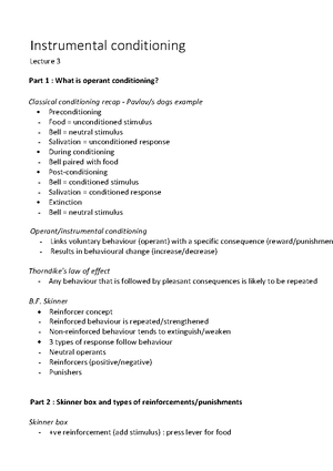 Classical Conditioning 1 - Lecture 2 Part 1 : basic concepts & role of ...