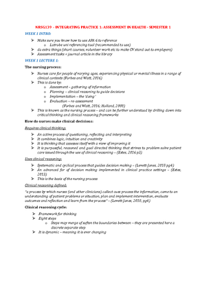 Reflection - Subject Code: NRSG 139 Reflection on ANSAT Clinical Tools ...