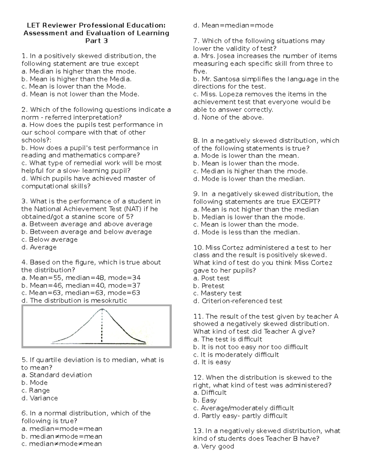 Assessment and Evaluation of Learning 3 - LET Reviewer Professional ...