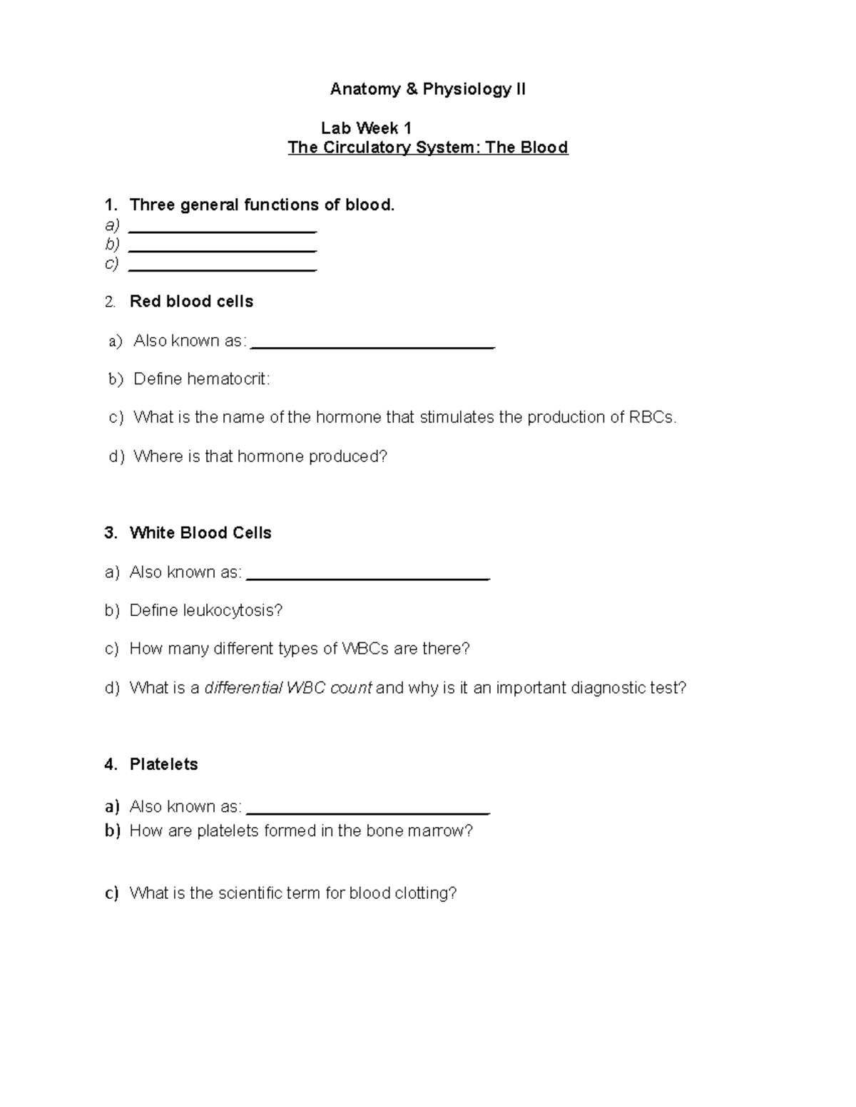 Lab- Blood 2 - Anatomy & Physiology II Lab Week 1 The Circulatory ...