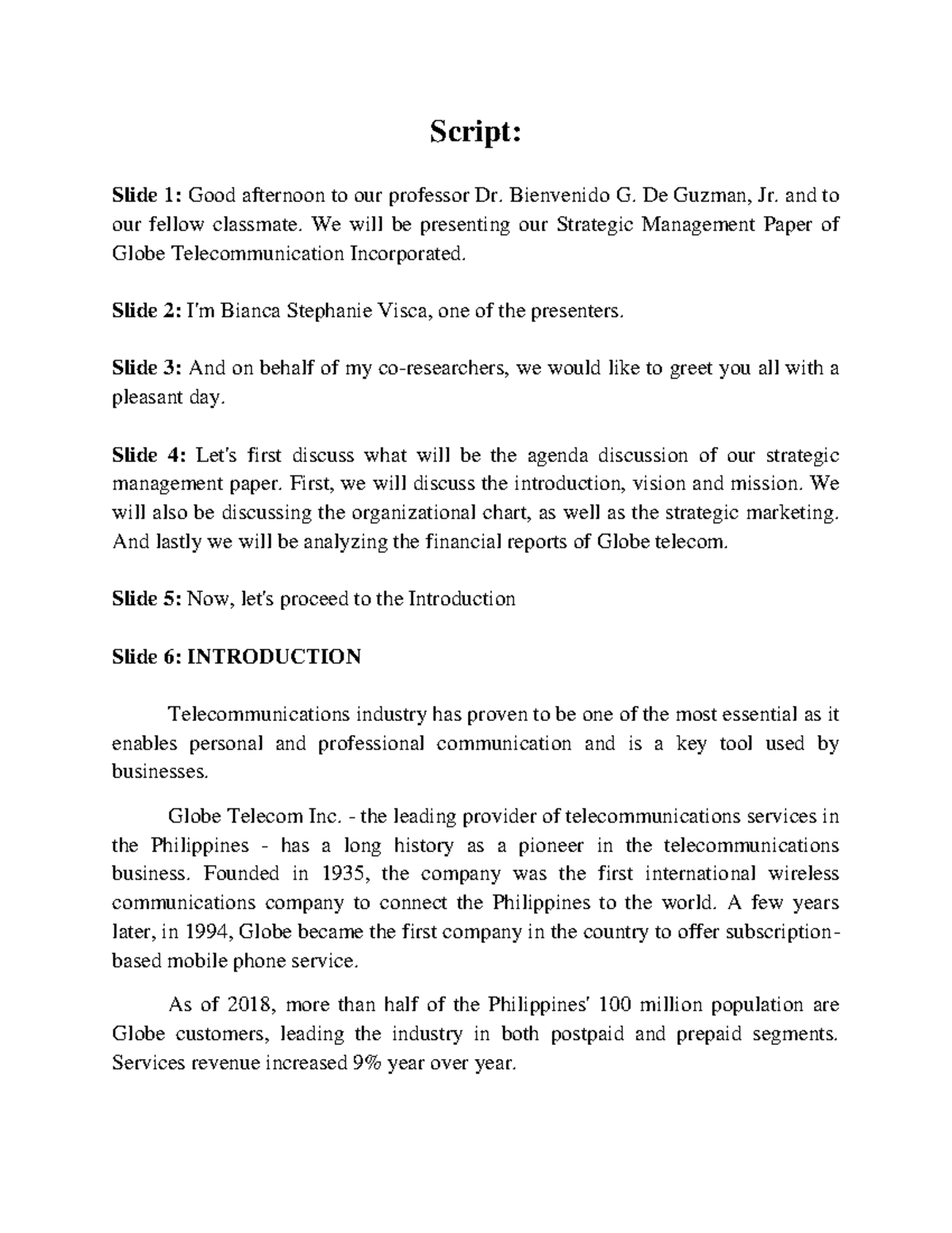 Script-3 - Accounting - Script: Slide 1: Good afternoon to our ...