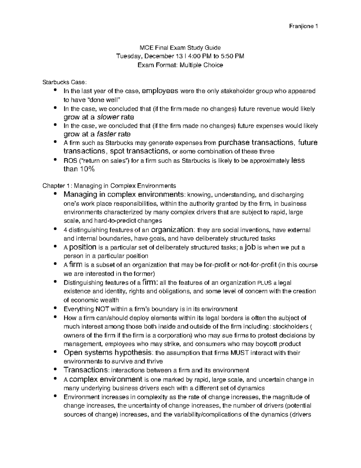 Final Study Guide MCE - MCE Final Exam Study Guide Tuesday, December 13 ...