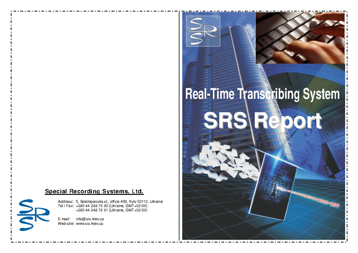 SRS Report Booklet ENG 2018 03 29 - Special Recording Systems, Ltd ...