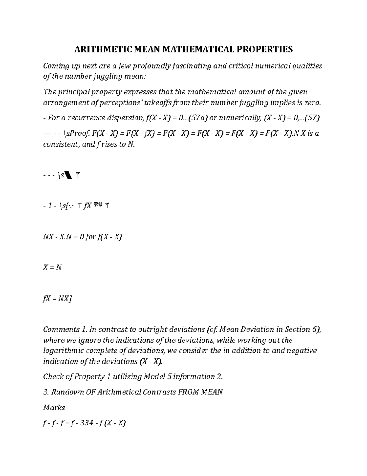 Arithmetic MEAN Mathematical Properties - ARITHMETIC MEAN MATHEMATICAL PROPERTIES Coming up next ...