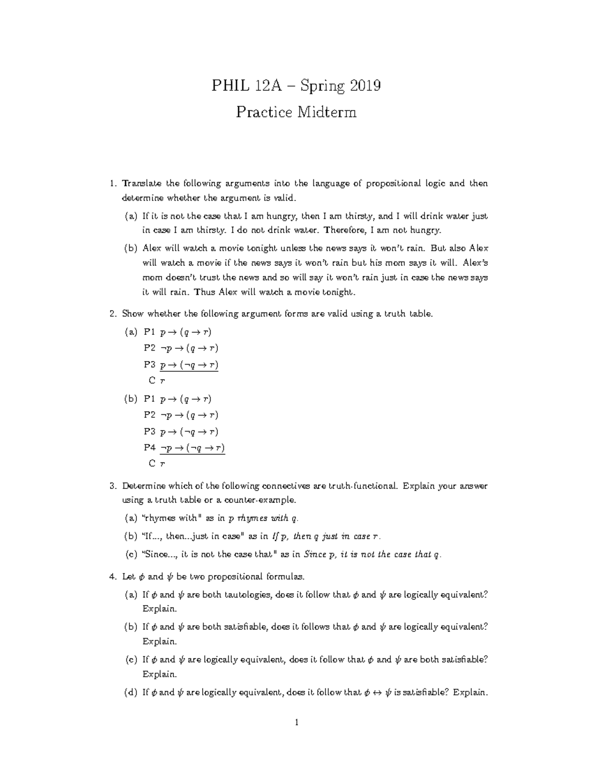 12A Practice Midterm Spring 2019 - PHIL 12A – Spring 2019 Practice ...
