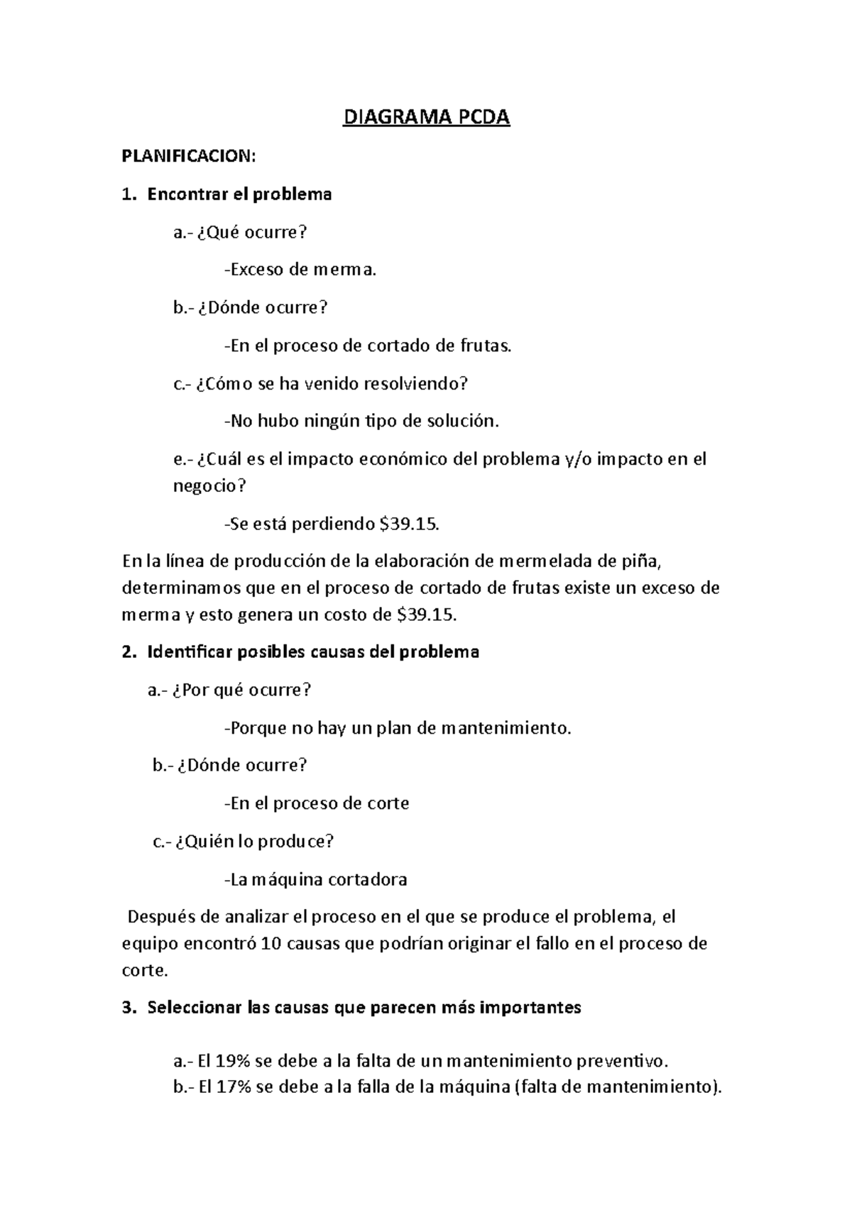 Diagrama PCDA - TRABAJO DE PROYECTO - DIAGRAMA PCDA PLANIFICACION ...