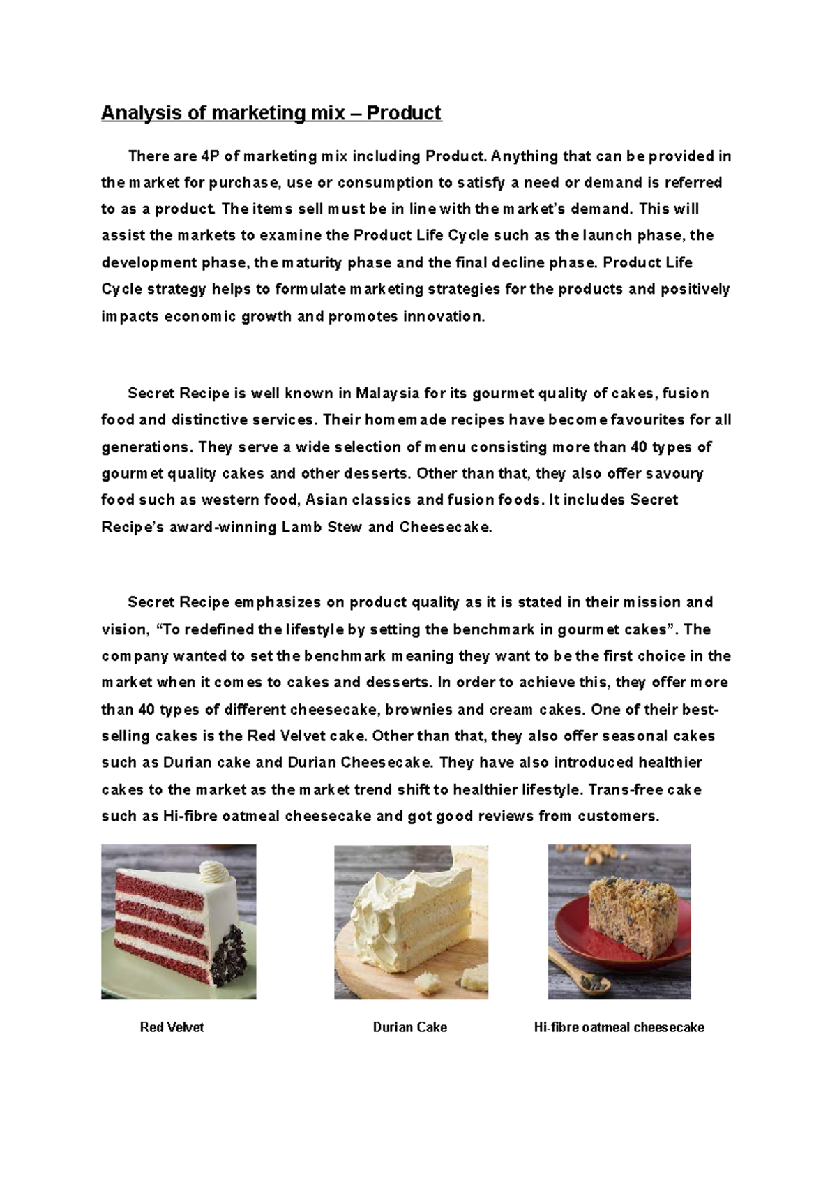 Analysis of Marketing Mix (Product) - Analysis of marketing mix ...