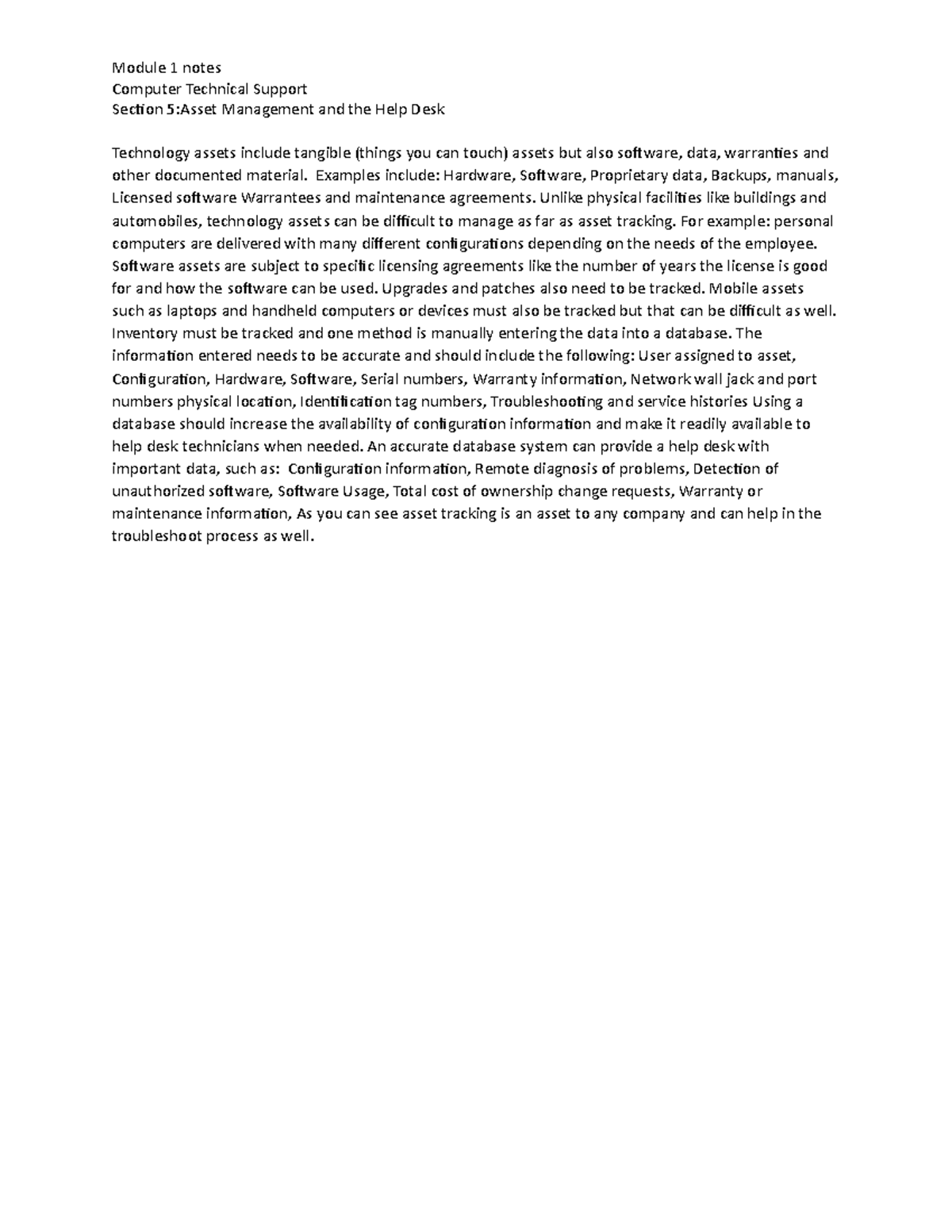 Technical support module 1 section 5 notes - Module 1 notes Computer ...