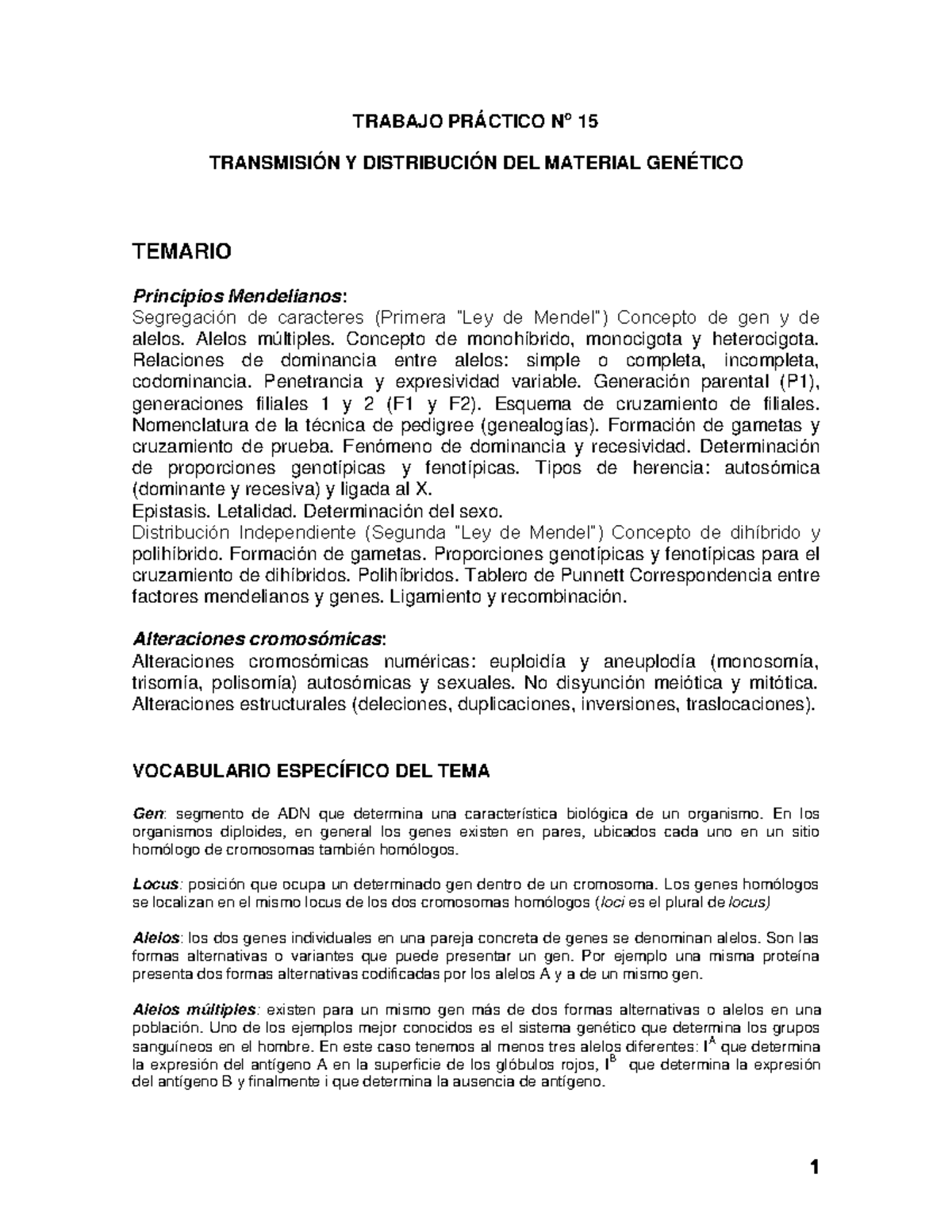 TP 15 Genetica pba - pdf de tp 15 - TRABAJO PRÁCTICO No 15 TRANSMISIÓN ...