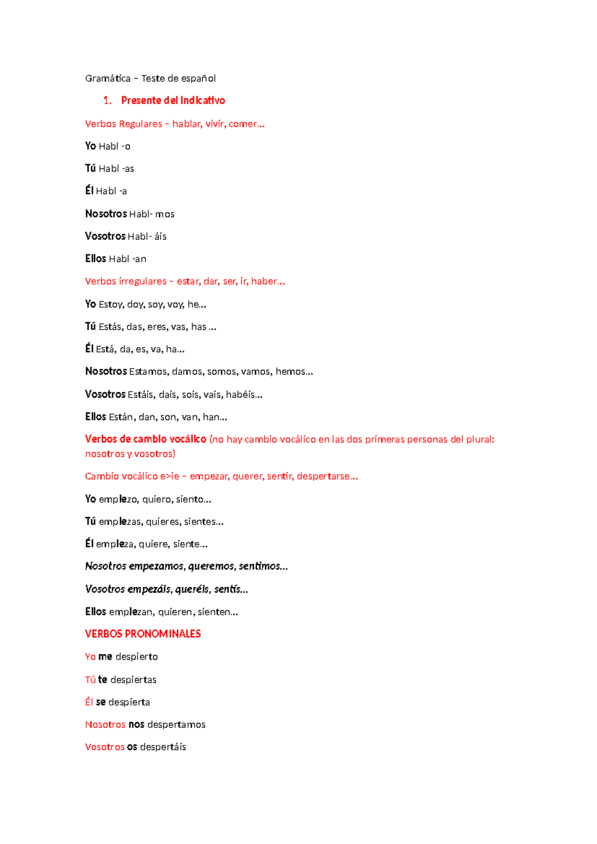 Gramática español - Alguma parte da gramática de espanhol iniciação ...