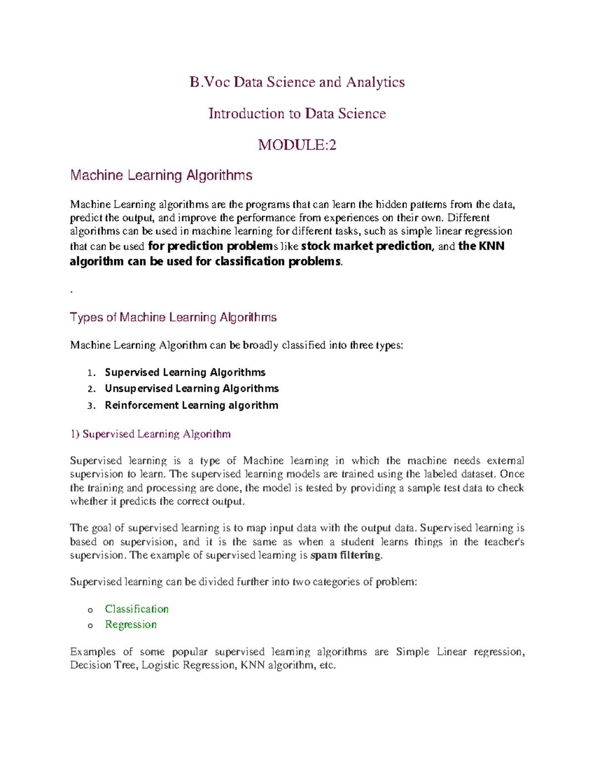 Module 2 ML part1 -converted-pdf - B Data Science and Analytics ...