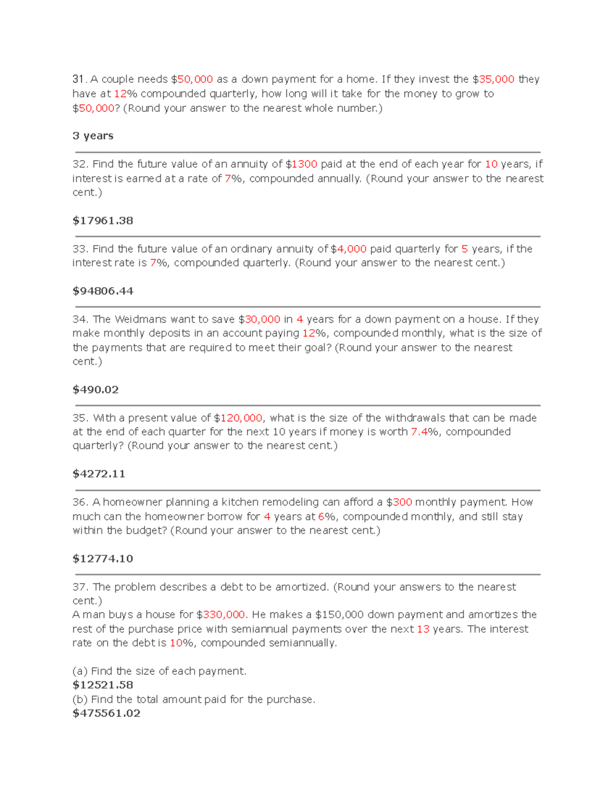 Math 1330 Final Review 9 - 31. A couple needs $50,000 as a down payment ...