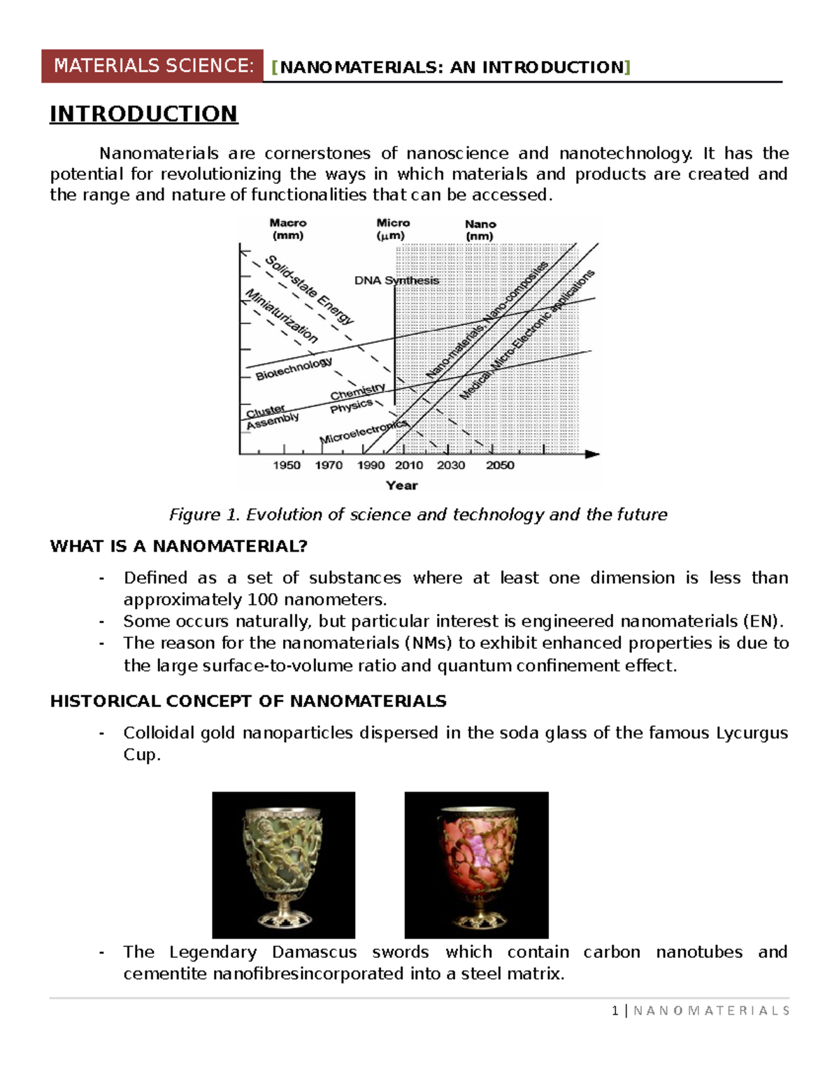 Report matsci - Materiall science - INTRODUCTION Nanomaterials are ...