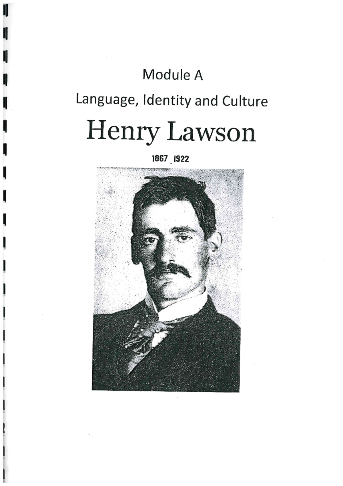 Module A Henry Lawson - Short Stories handout - Module A Language ...