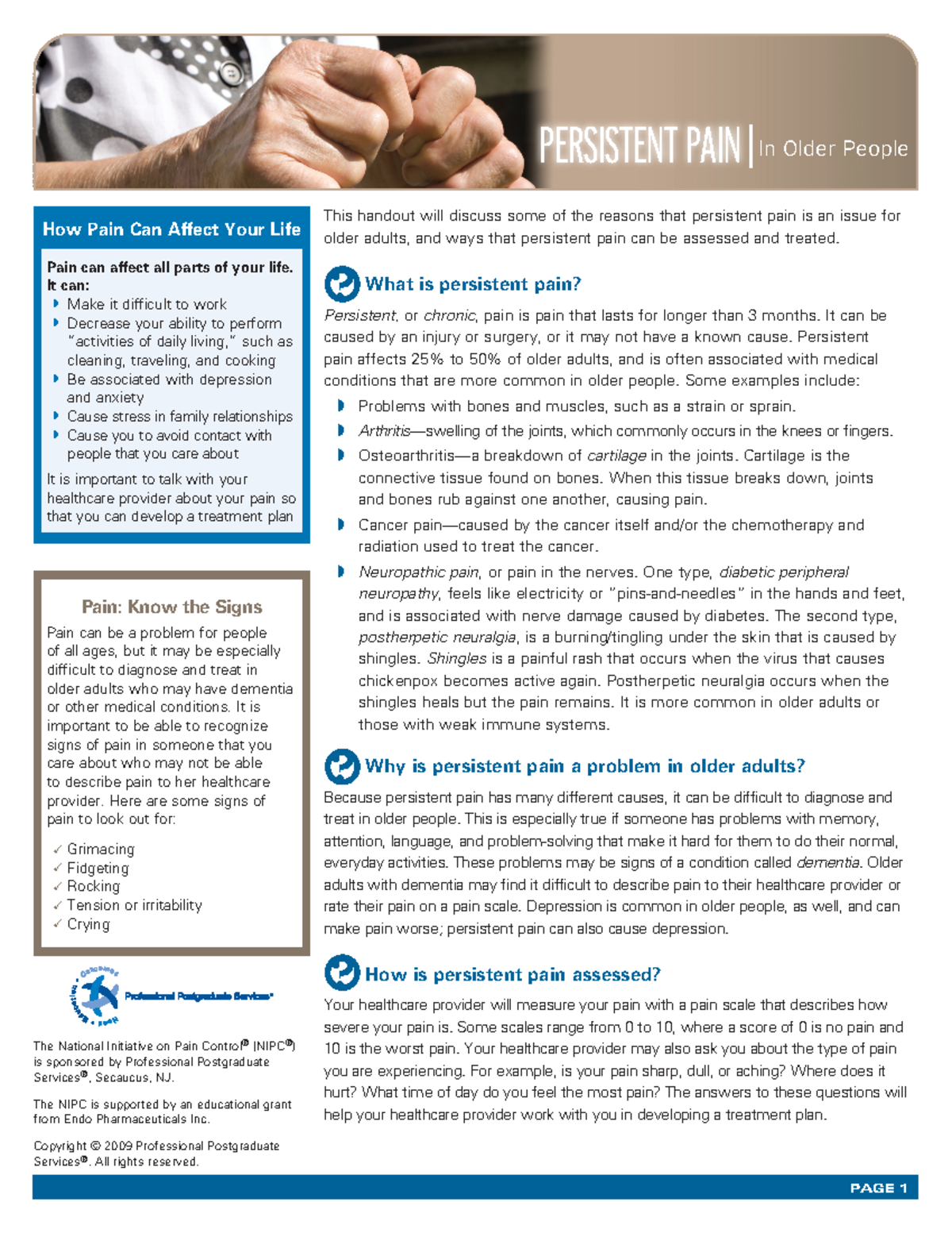 S 2 - Persistant Pain in Older People - PERSISTENT PAIN In Older People ...