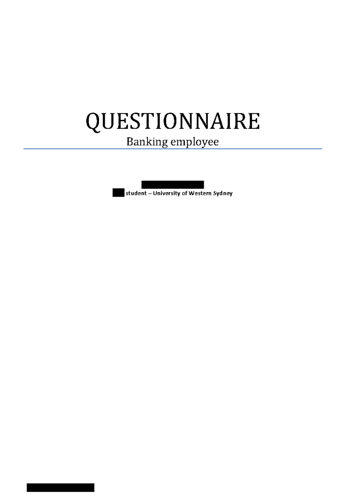 Questionnaire Examples - QUESTIONNAIRE Banking employee Nguyen Ngoc Que ...