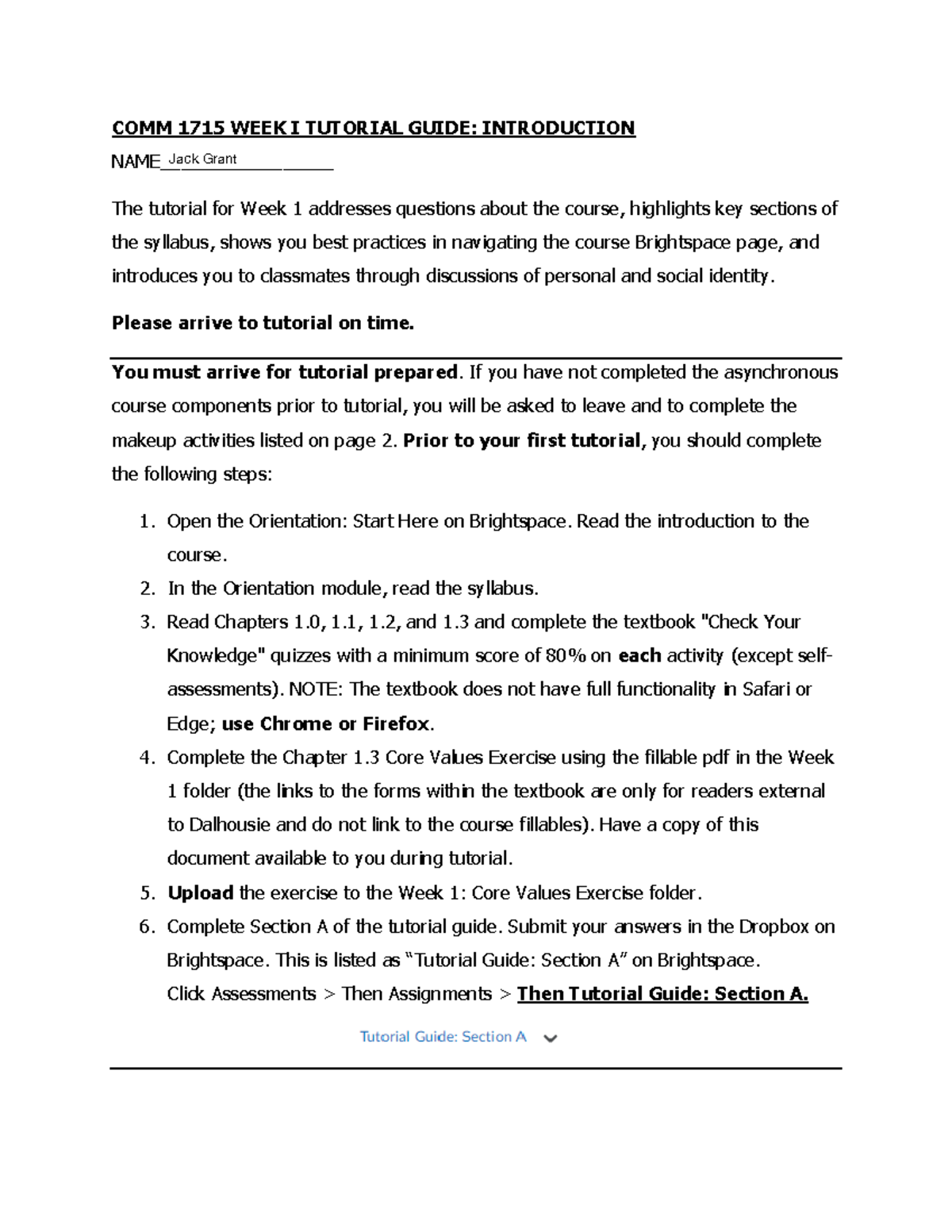 Tutorial Guide Week 1 W23 - COMM 1715 WEEK I TUTORIAL GUIDE ...