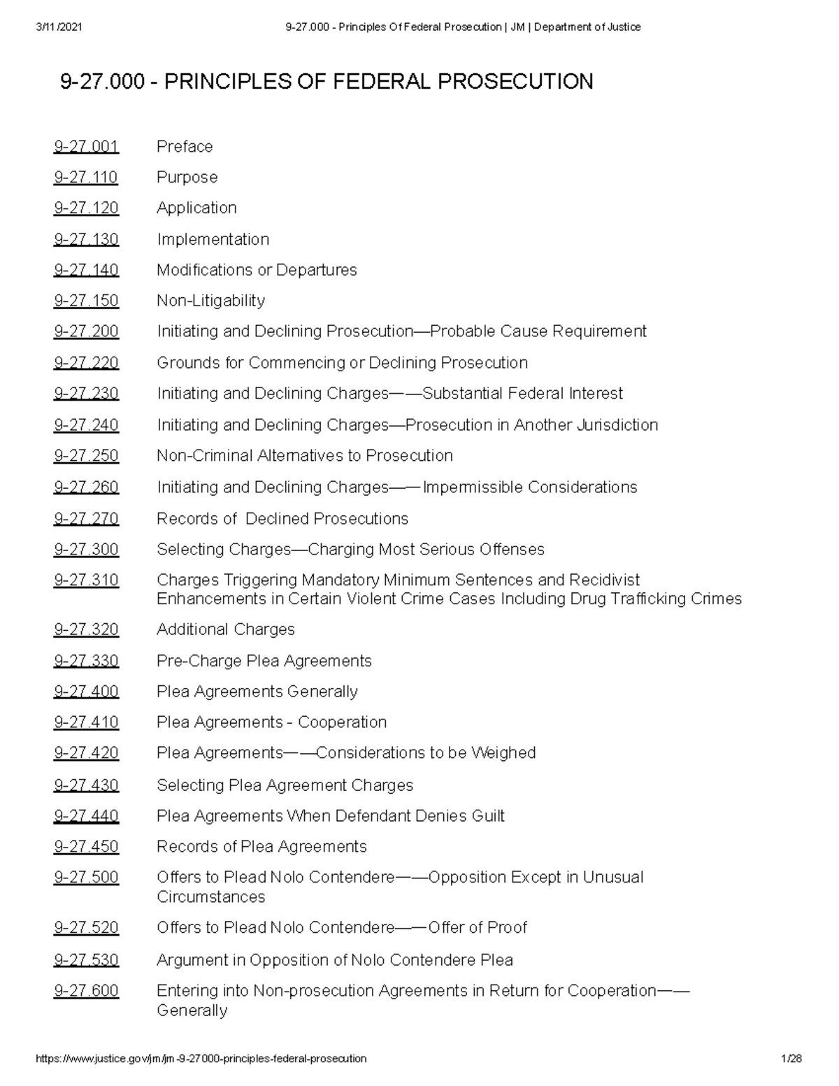 9-27.000 - Principles Of Federal Prosecution JM Department of Justice ...