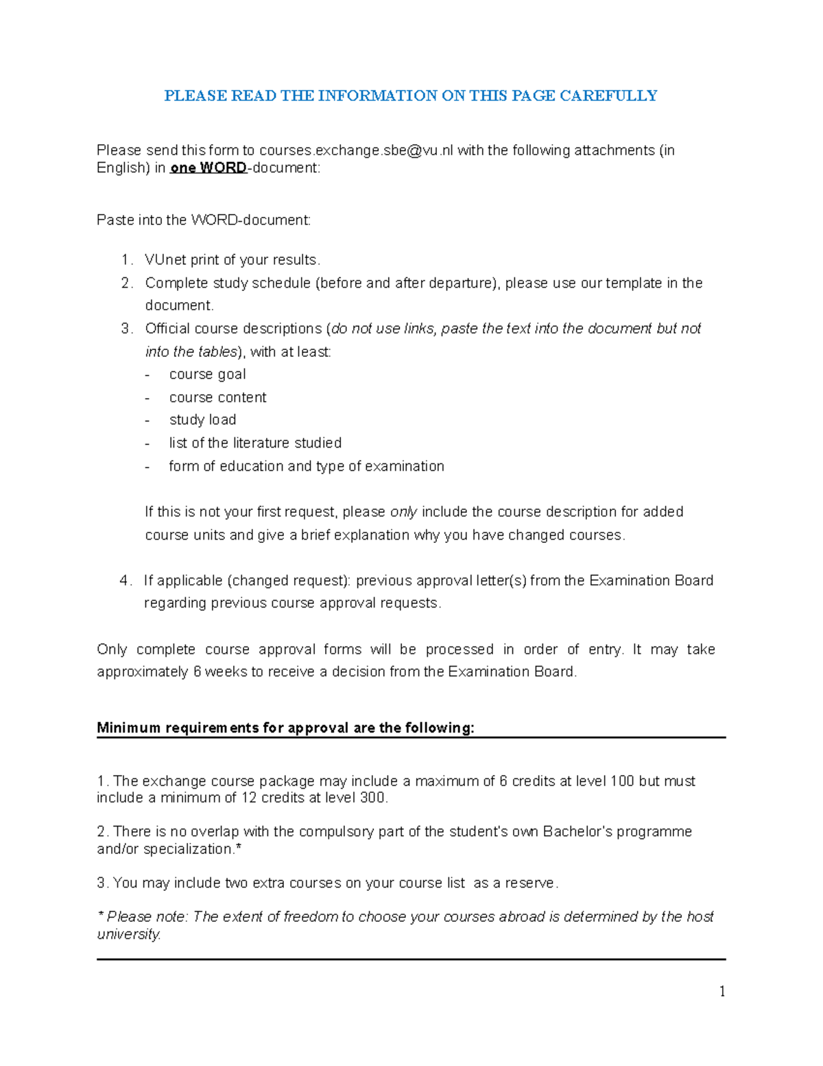 Course Approval Form - PLEASE READ THE INFORMATION ON THIS PAGE ...