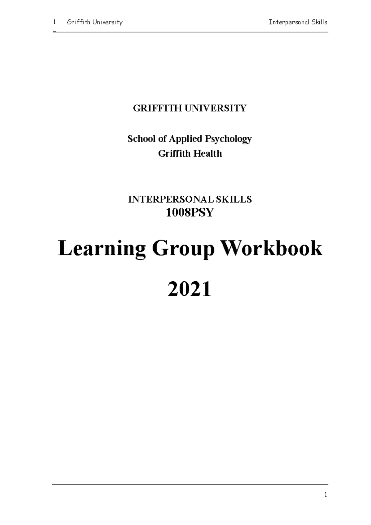 1008PSY team work sheet - GRIFFITH UNIVERSITY School of Applied ...