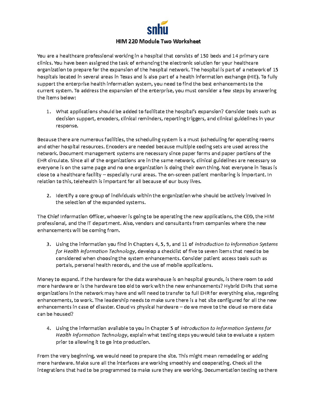 HIM 220 Module Two Worksheet Finished - HIM 220 Module Two Worksheet ...