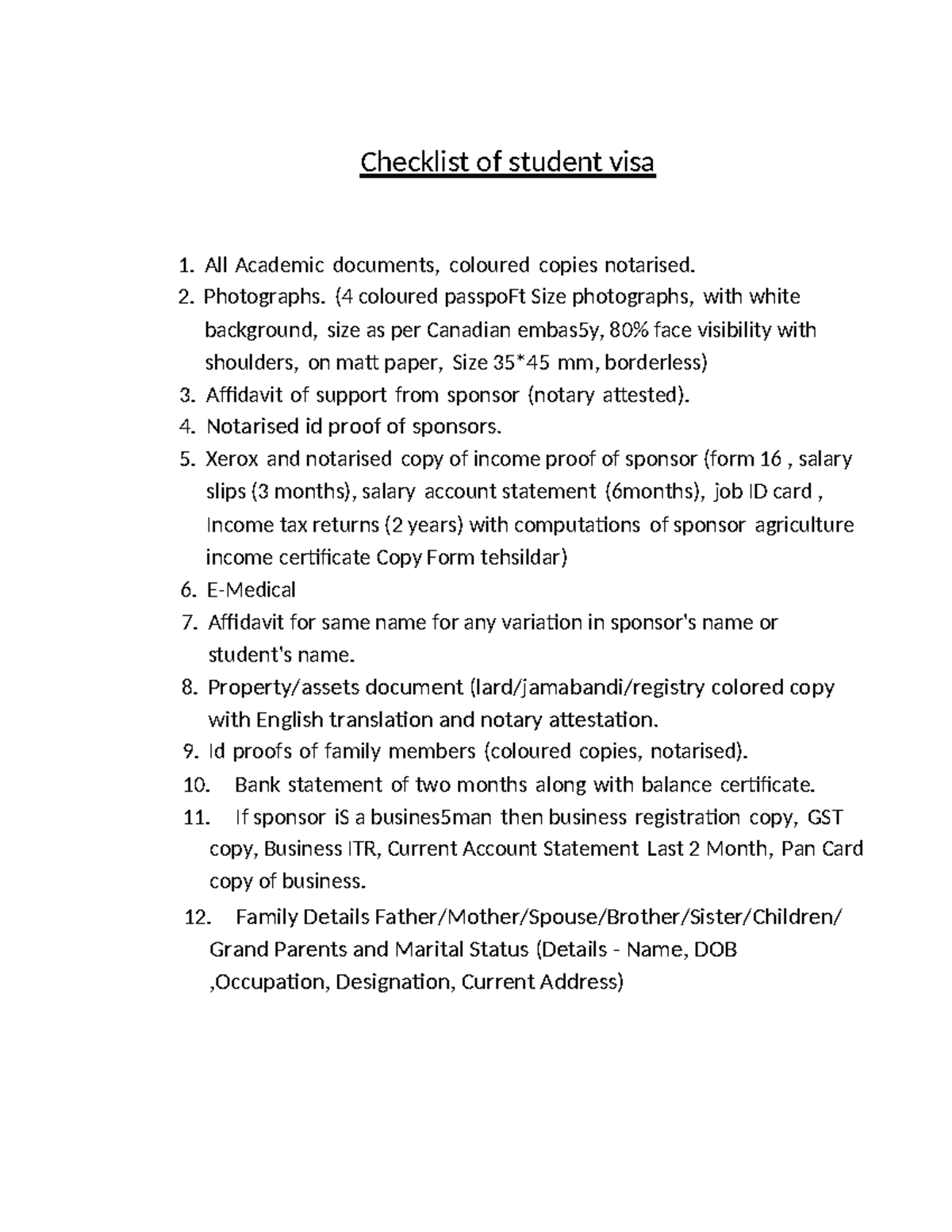 Checklist (3) copy - Kskksls - Checklist of student visa 1. All ...
