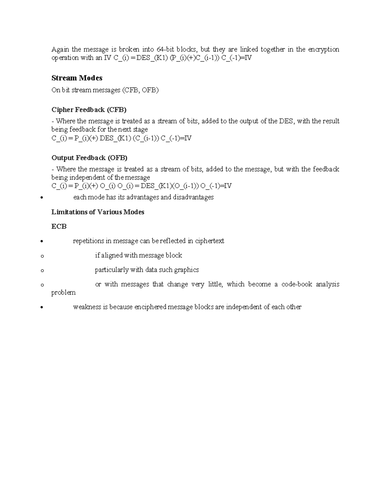 Block Cipher Principles Again The Message Is Broken Into 64 Bit Blocks But They Are Linked
