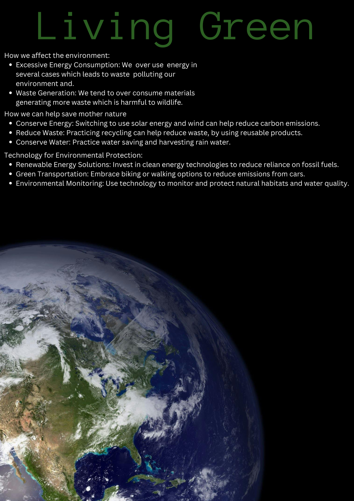 Module F - Living Green How we affect the environment: Excessive Energy ...