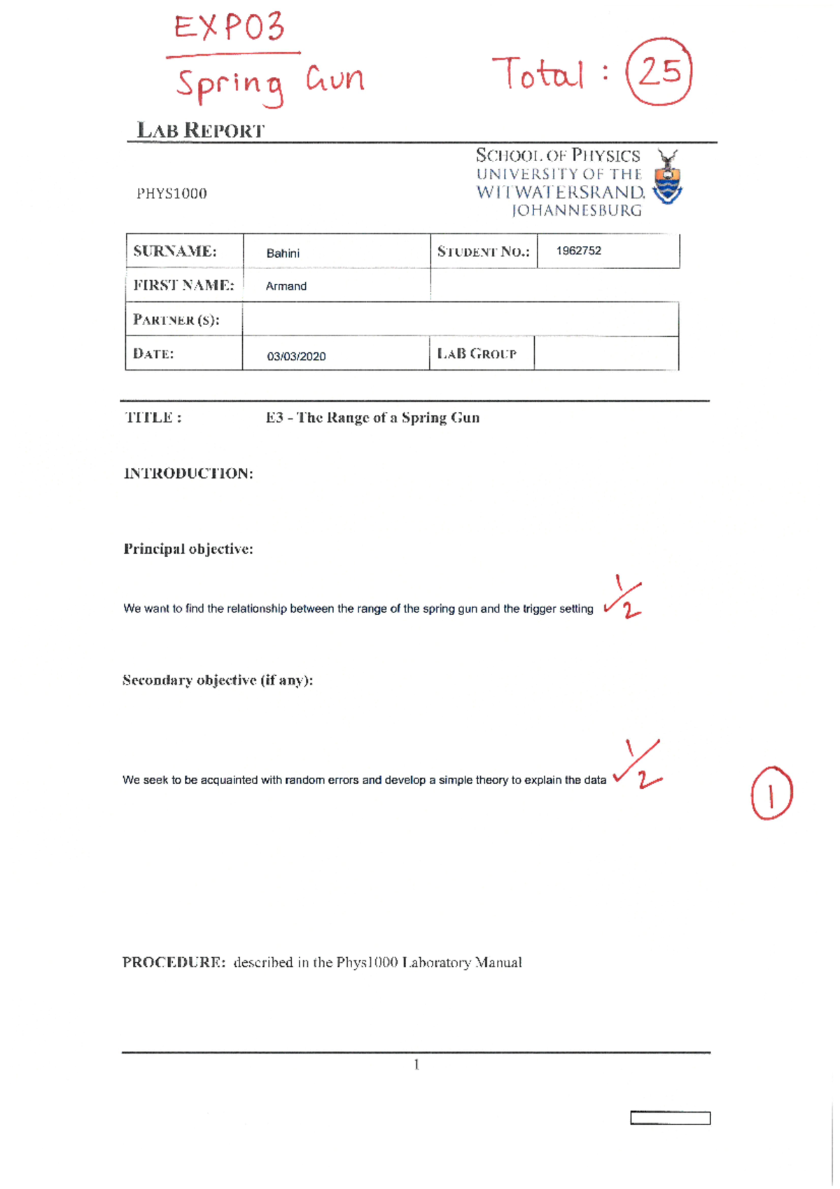 EXP03 (Spring Gun) Memo - Studocu