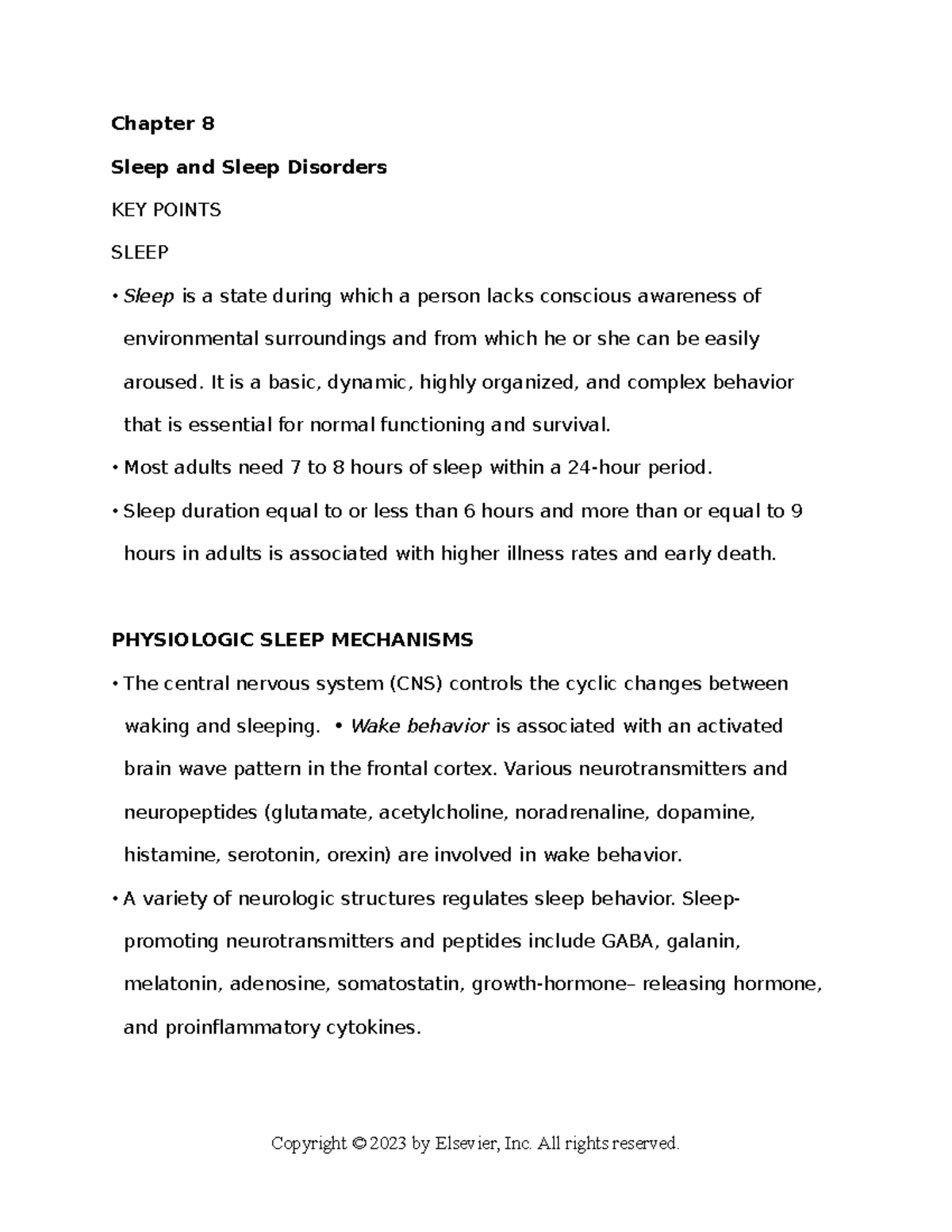 Sleep and Sleep Disorders - Studocu