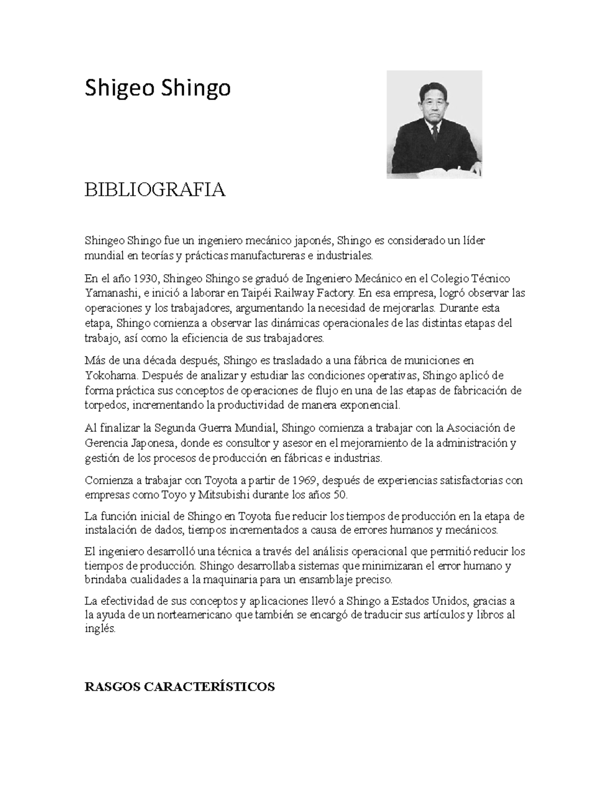 Shigeo Shingo - Shigeo Shingo BIBLIOGRAFIA Shingeo Shingo fue un ...