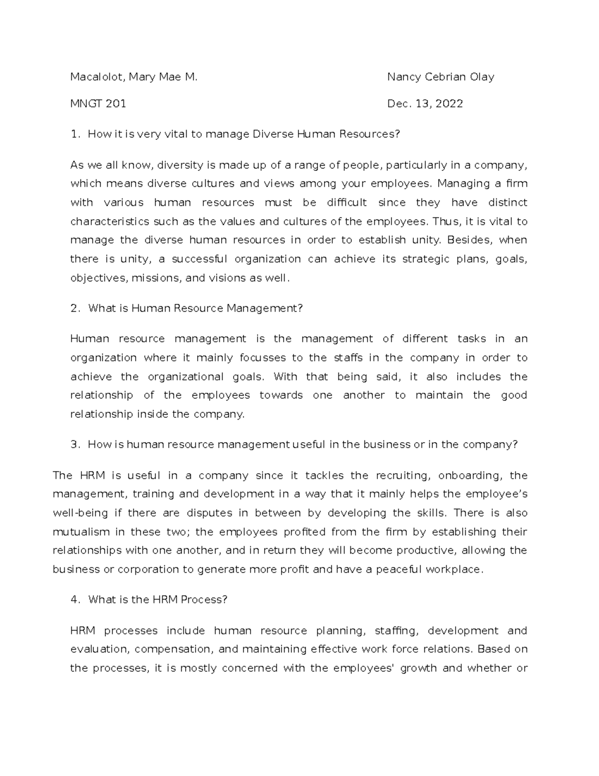 Assignment - saun mani diay - Macalolot, Mary Mae M. Nancy Cebrian Olay ...