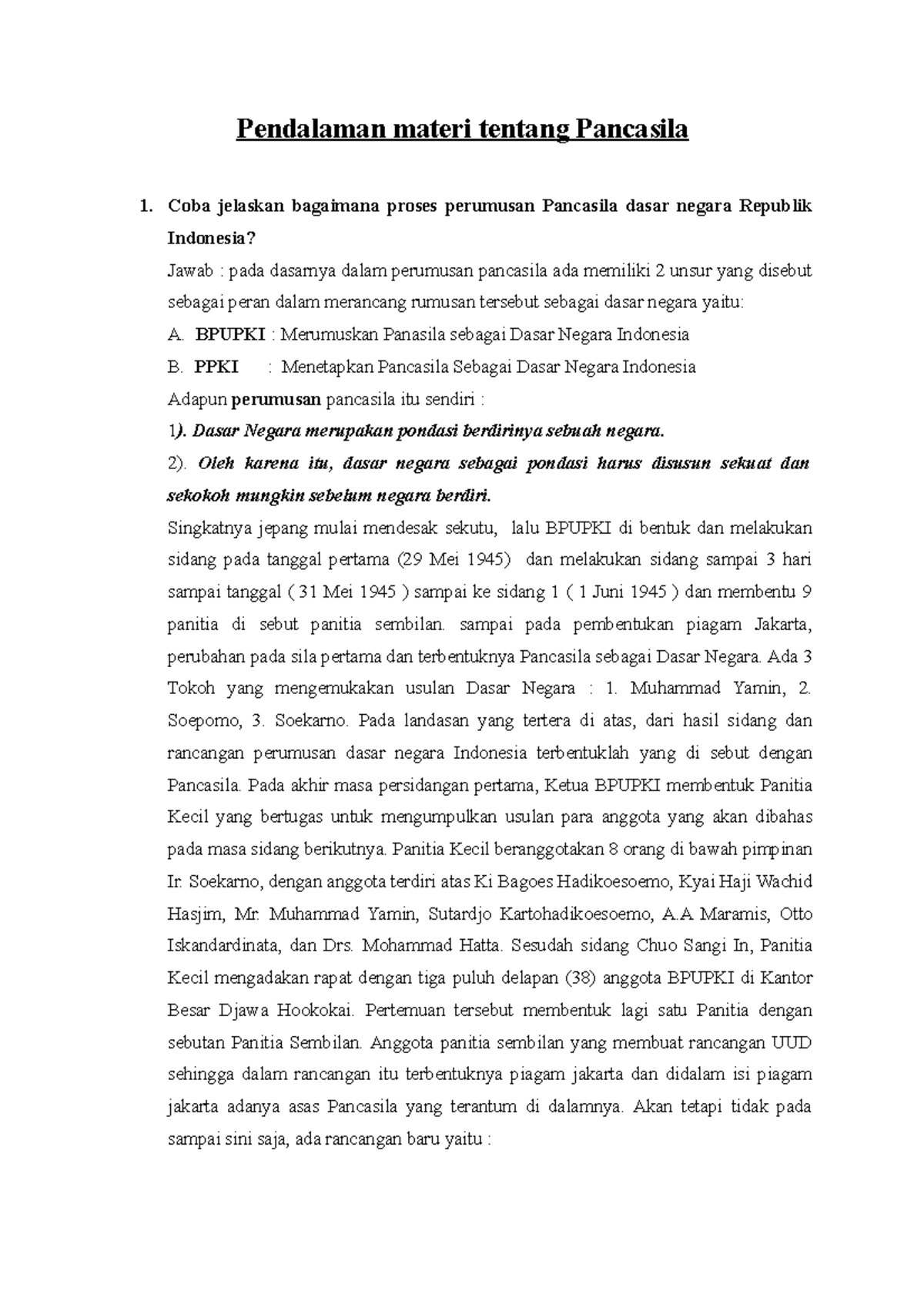 Soal joki - pancasila - make good - Pendalaman materi tentang Pancasila ...