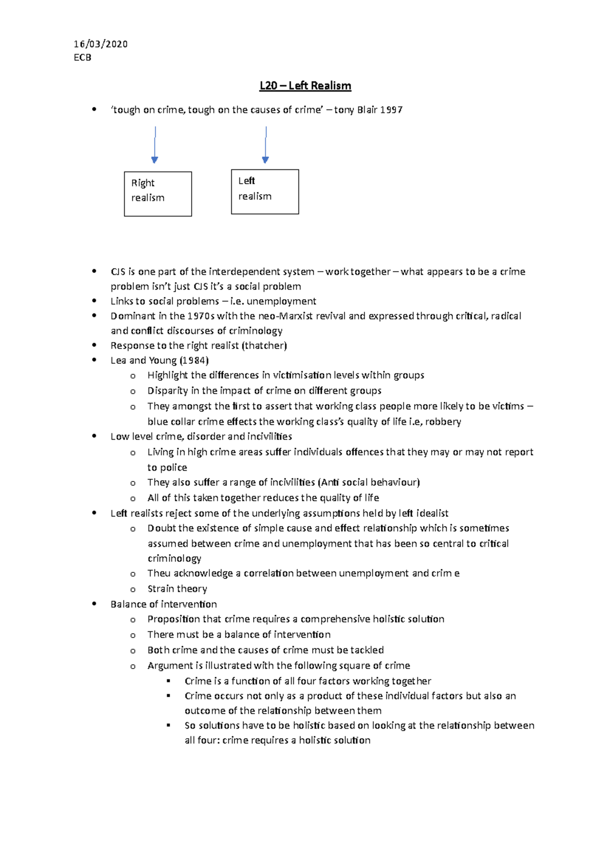 L20 - Left realism - 16/03/ ECB L20 – Left Realism ‘tough on crime ...