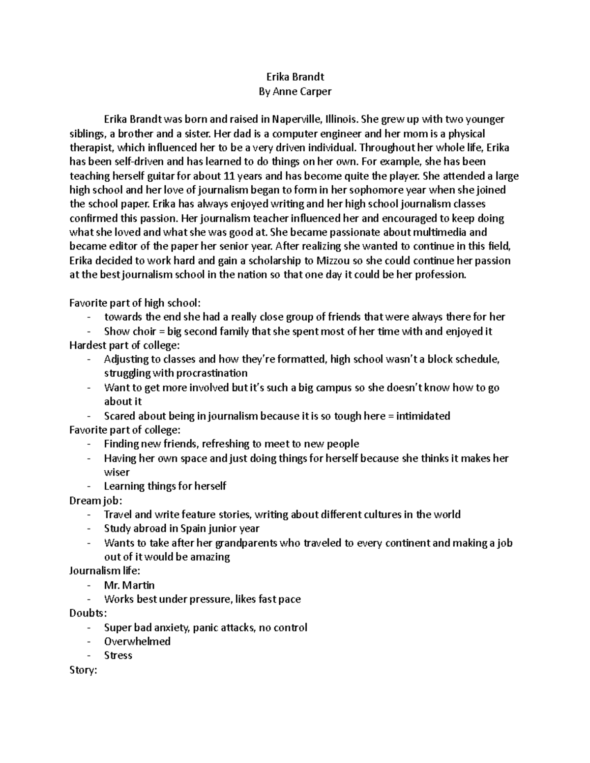 Erika Brandt Essay-2 - Erika Brandt By Anne Carper Erika Brandt was ...