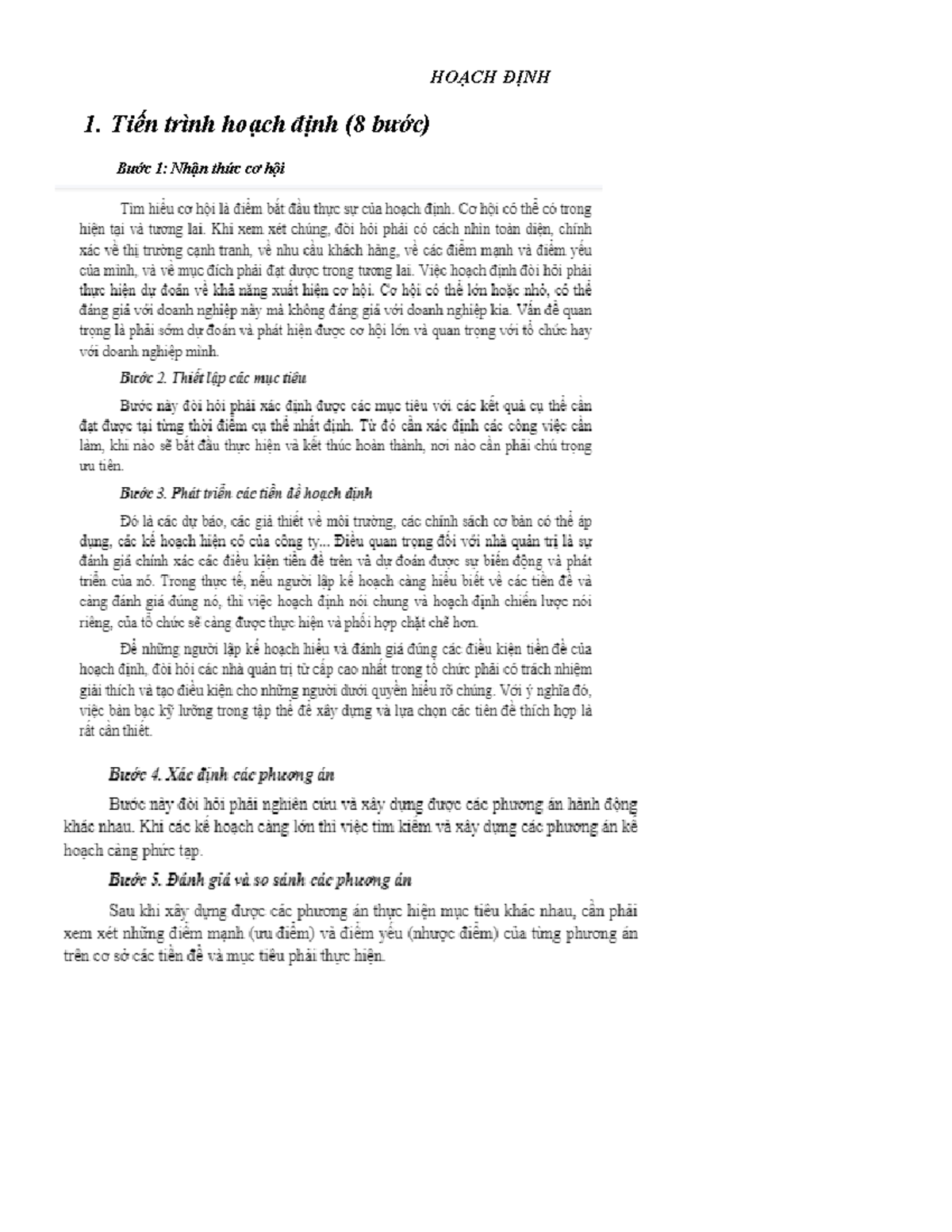 ôn thi QTH - ôn thi - quản trị học - HOẠCH ĐỊNH 1. Tiến trình hoạch định (8 bước) ####### Bước 1 ...